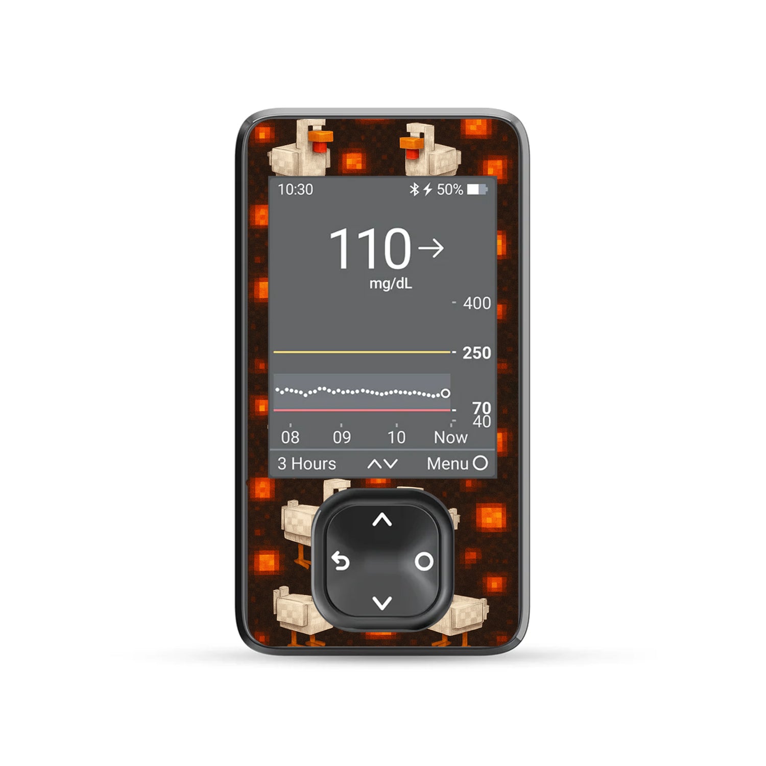 Inferno Chicken Dexcom G7 Touchscreen Receiver Sticker - Pump Peelz